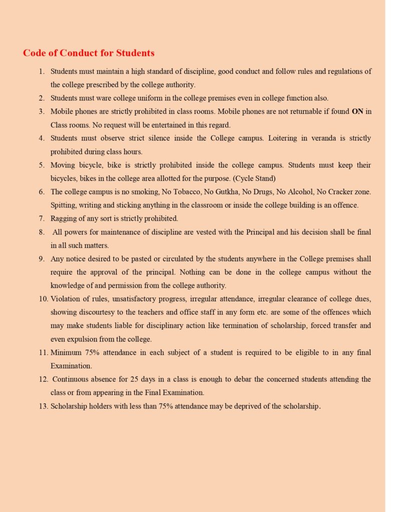Code of Conduct - Hatichong College : Nagaon
